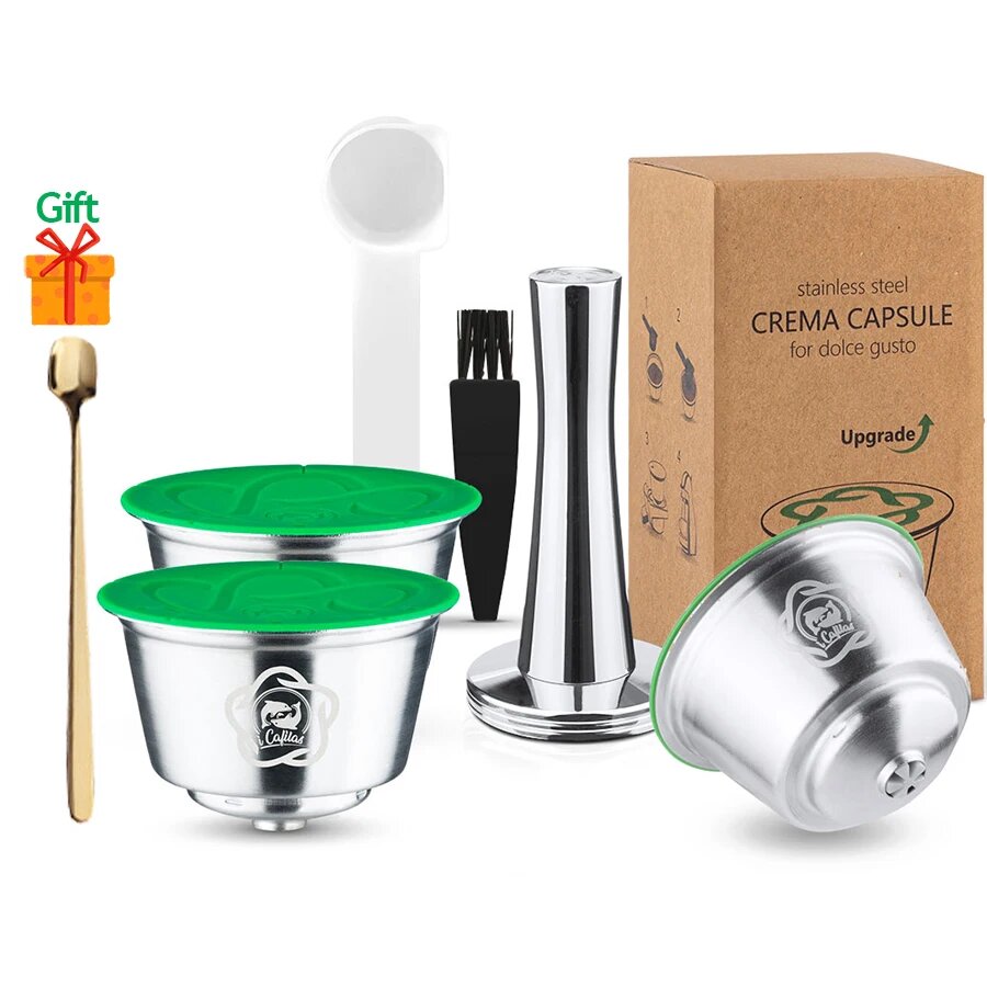 Многоразовые капсулы Dolce Gusto из нержавеющей стали, зеленые