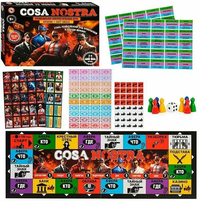 Игра настольная Русский стиль "Cosa Nostra", 2-4 игрока, от 9 лет, время партии от 20 до 50 минут