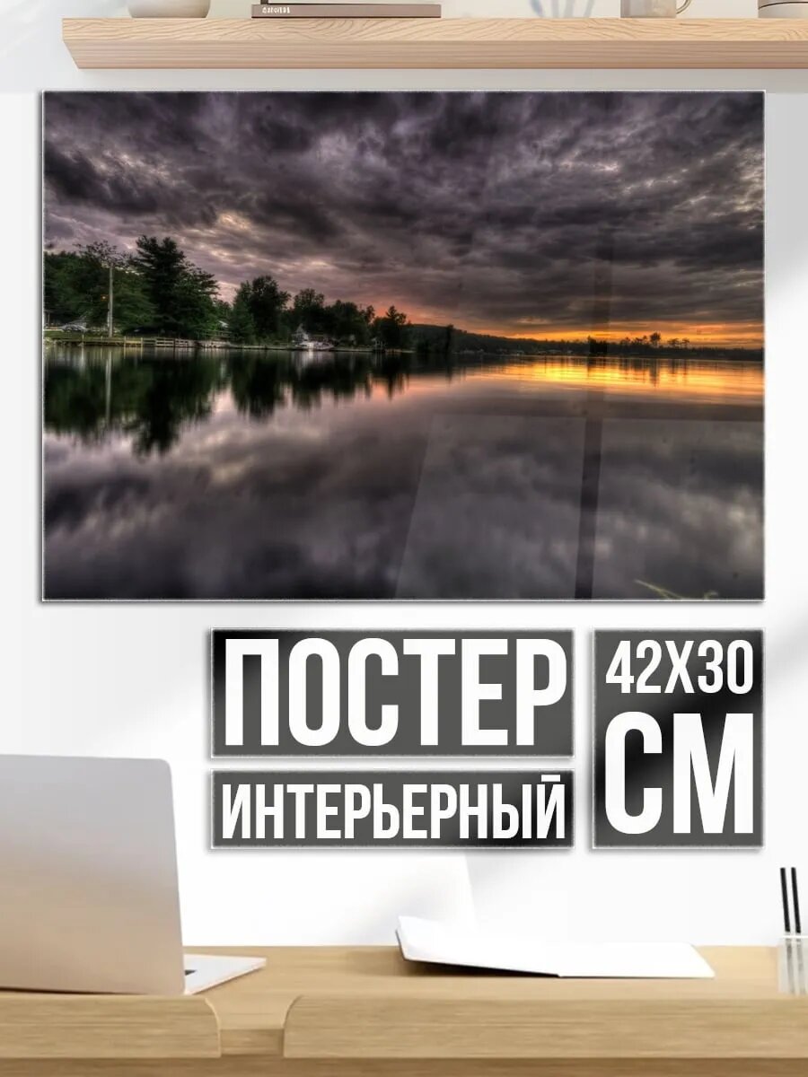 Плакат постер грозовой закат