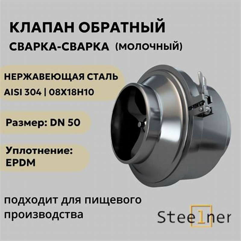 Клапан обратный, нержавеющий 316, пружинный 3030, Ду 50, Pу 40, межфланцевый, диск нержавеющий