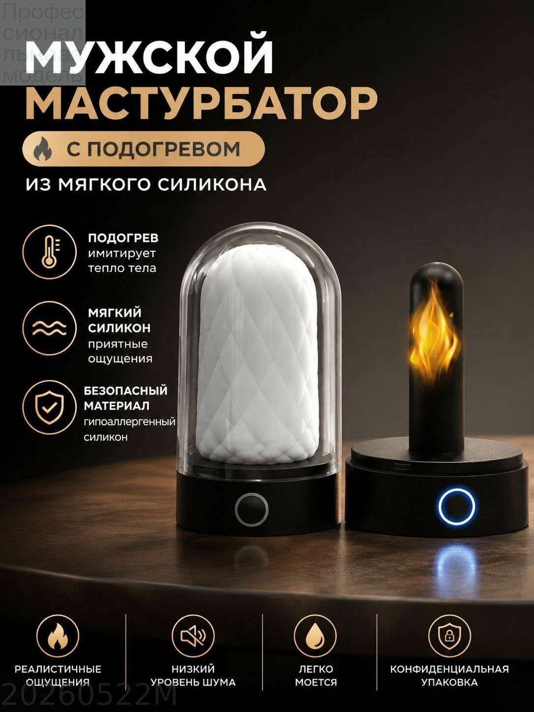 Мужской мастурбатор + подставка с подогревом, силикон