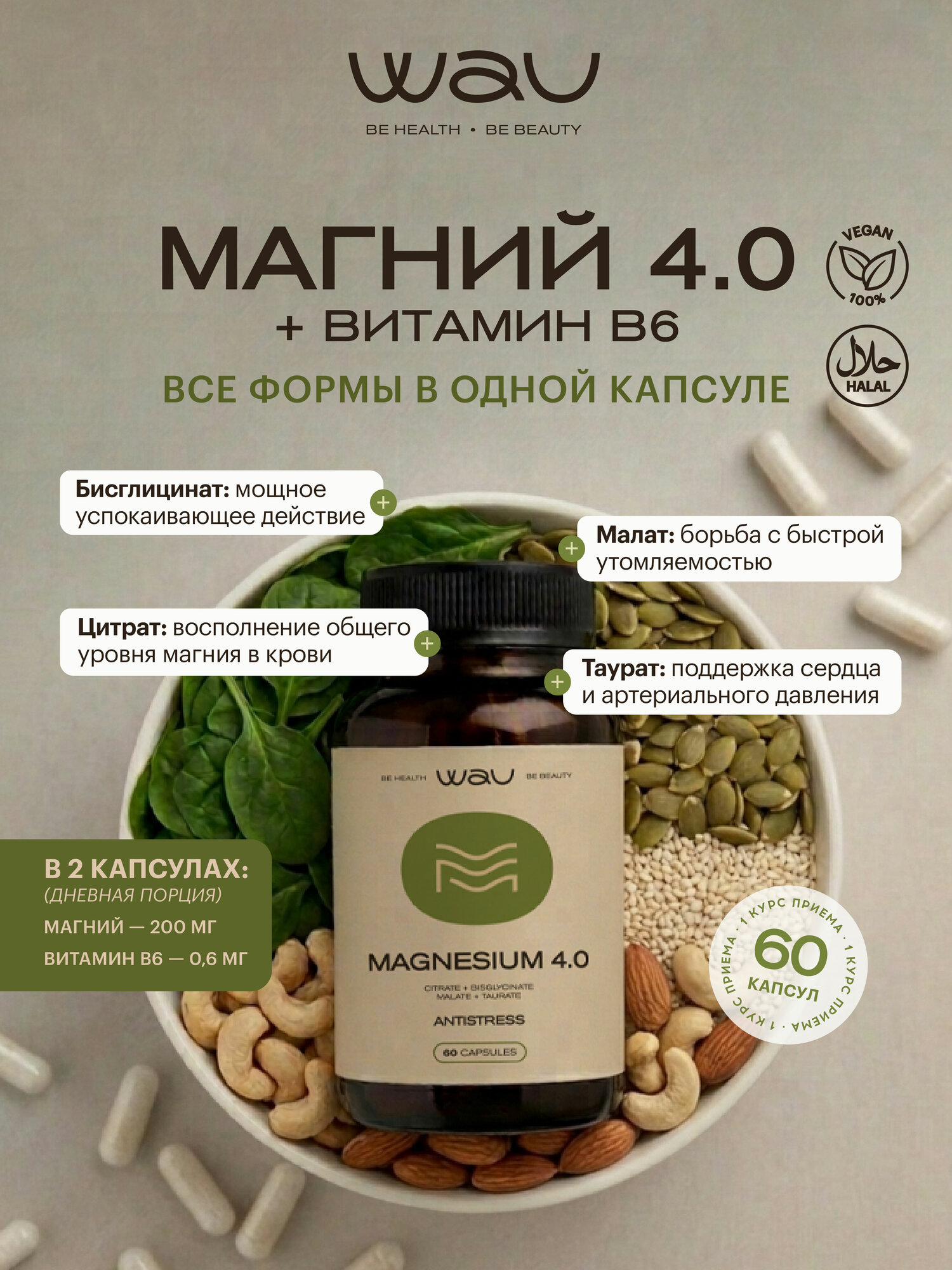Магний В6 комплекс 4 формы: Цитрат Малат Хелат Треонат, витамины антистресс и для сна