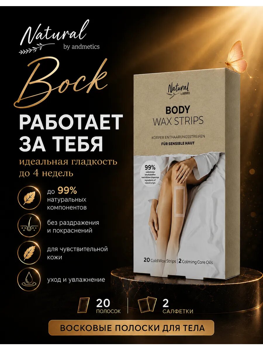 Восковые полоски Natural для депиляции тела
