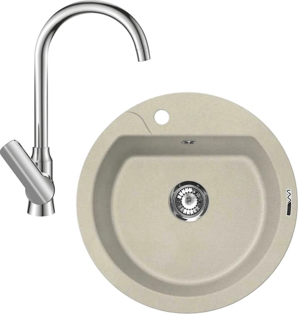 Комплект Мойка Lava R3, crema / Смеситель SG07 CR, chrome