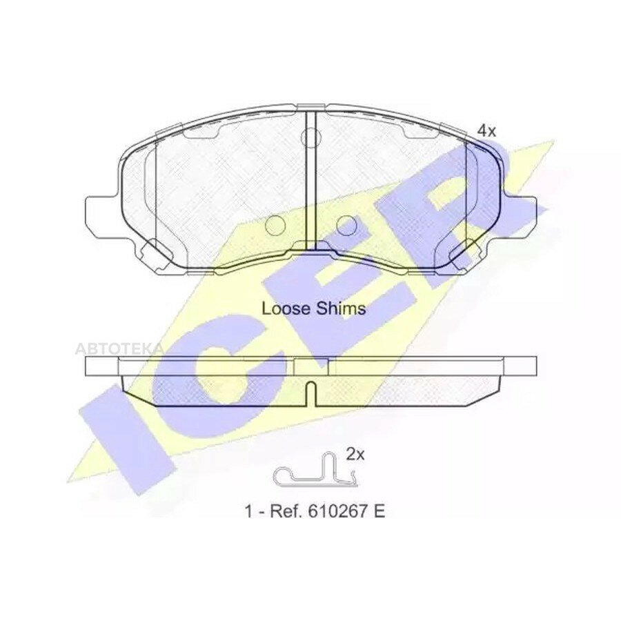 Колодки тормозные дисковые ICER 181806 передн, MITSUBISHI: GALANT VI 96-04, GALANT VI 96-03, LANCER 03-, LANCER 03-, SPACE RUNNER 99-