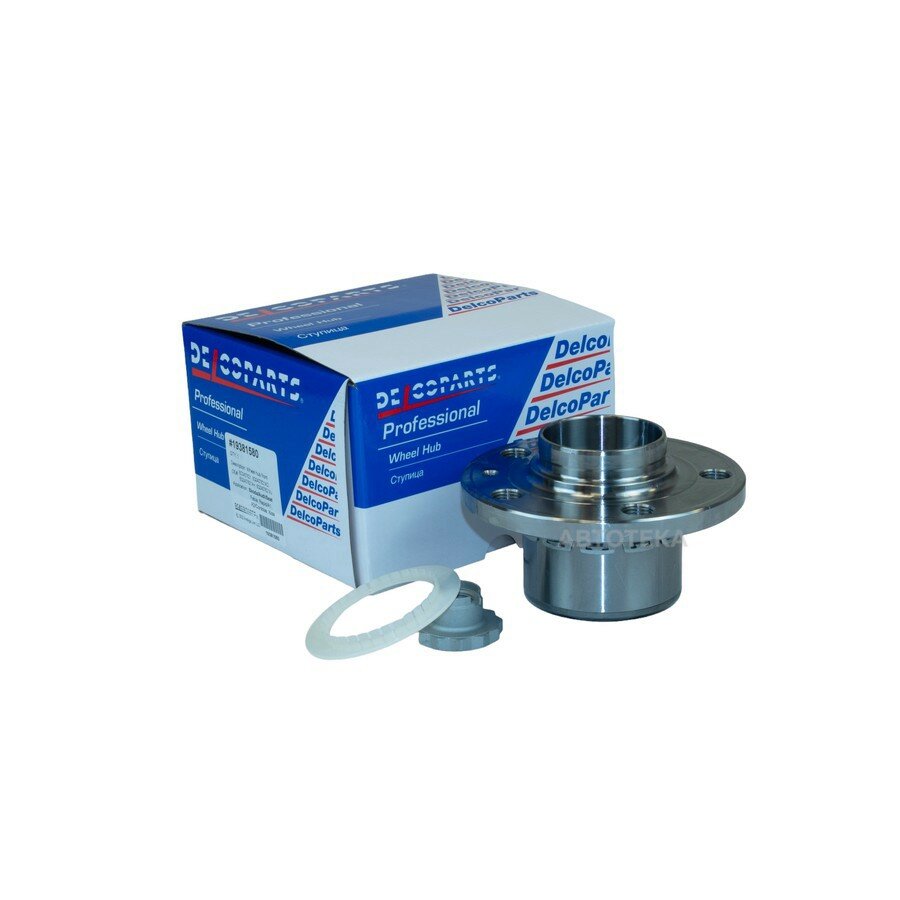 Ступица передняя с ABS DELCOPARTS 19381580 VW Polo IV/V 01->, AUDI A1/A2 10->, SKODA Fabia I/II/III 99->/ Rapid 12->/ Roomster 10->, SEAT Cordoba/Ibiza 00->