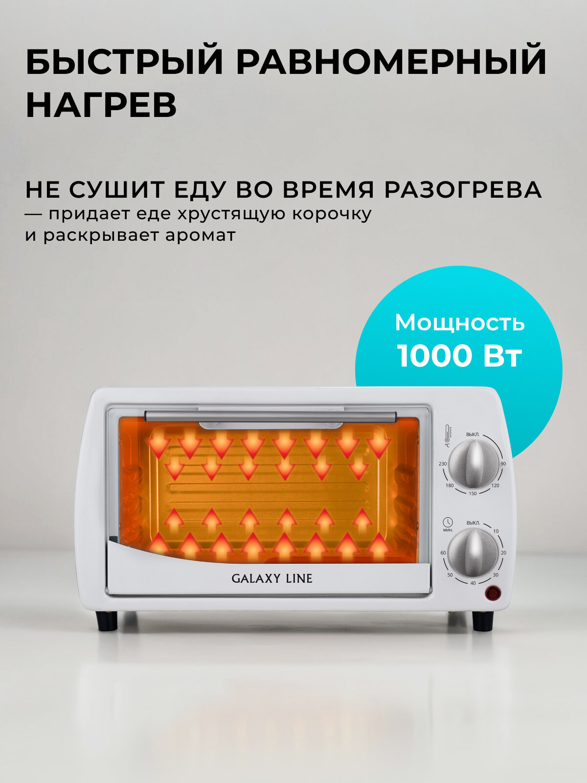 Мини-печь Galaxy Line GL2626, белый, 10л, механическое управление — фото 1