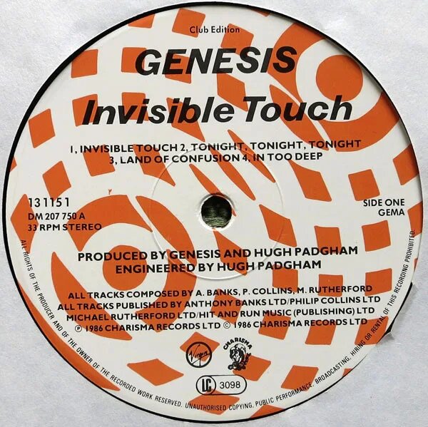 Genesis - Invisible Touch VG — фото 1