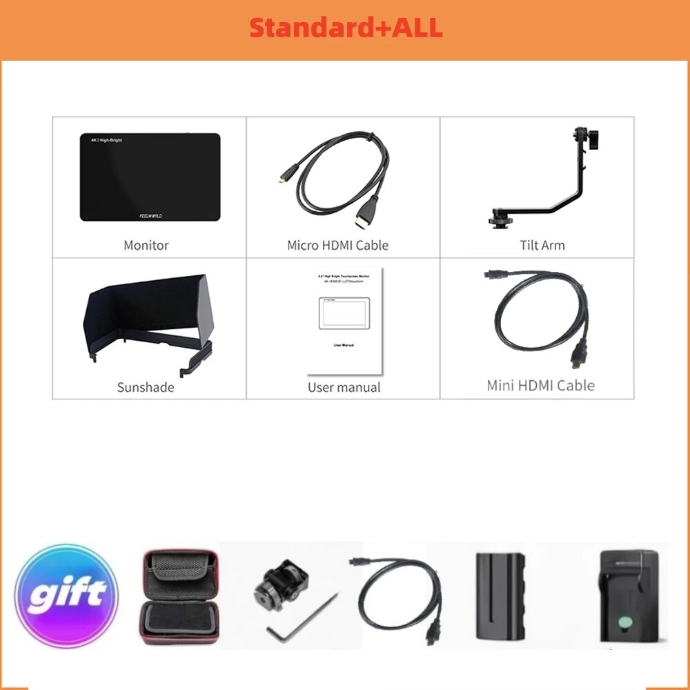 FEELWORLD F6 PLUSX монитор для камер DSLR с сенсорным экраном 5,5 дюйма высокой яркости 1600 нит, IPS, FHD 1920x1080, 4K HDMI