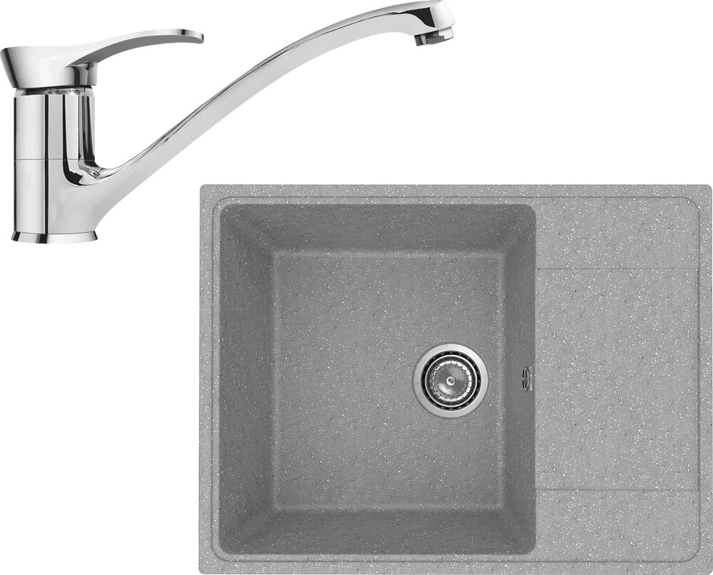 Комплект Мойка Practik PR-M 650-003, светло-серая / Смеситель Lava SG04 CR, chrome