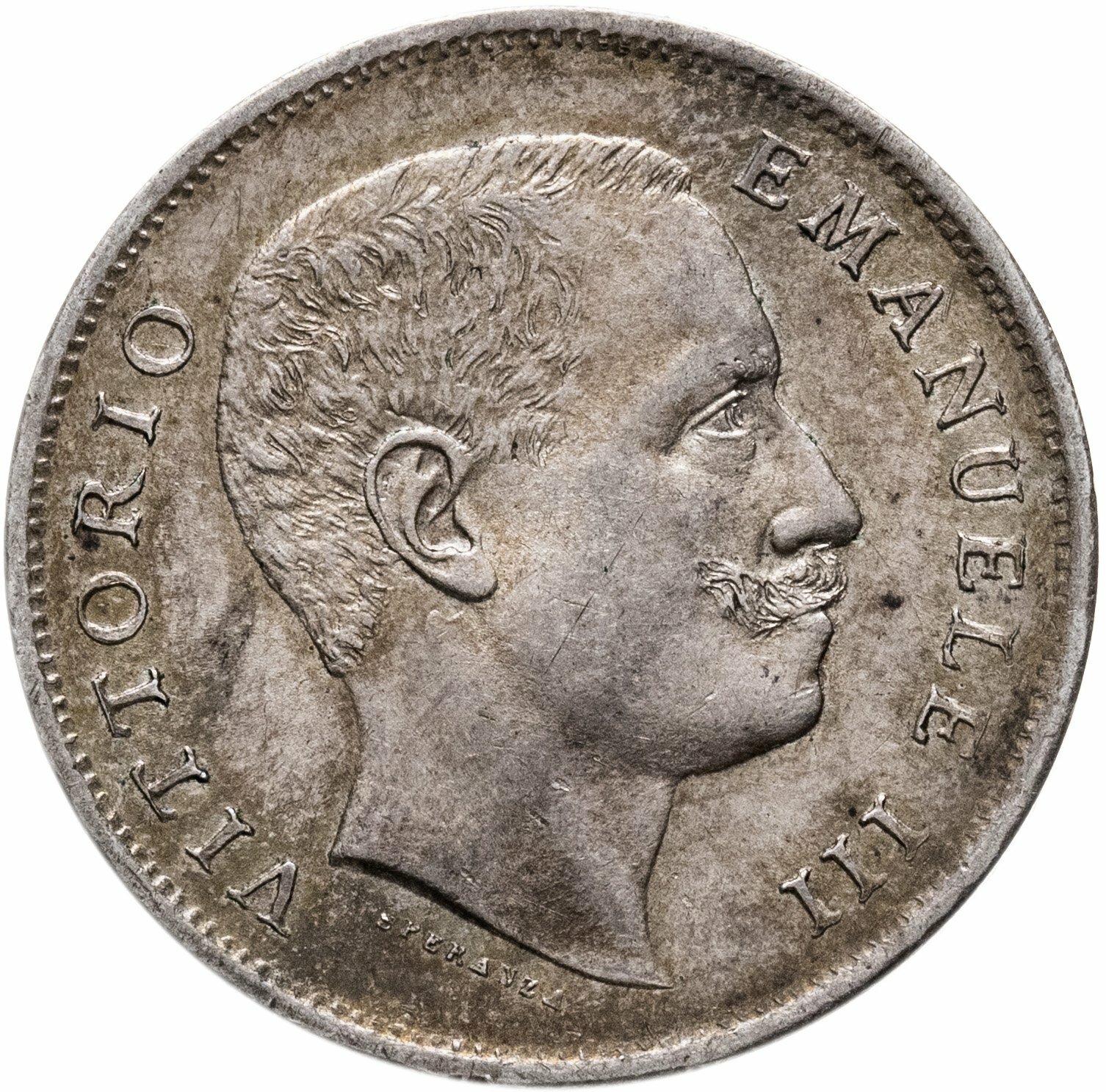 Италия 1 лира lira 1907, Серебро 835, в сохранности AU