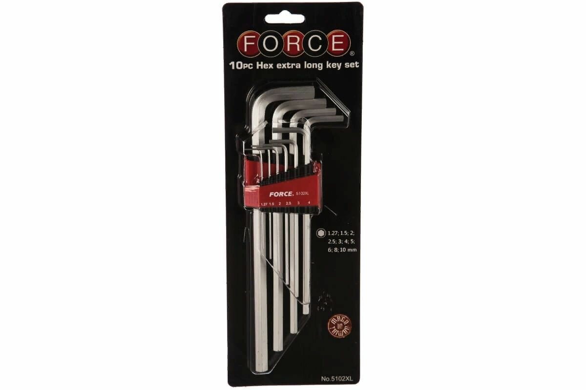 Набор шестигранных длинных ключей FORCE 10 предметов 5102XL
