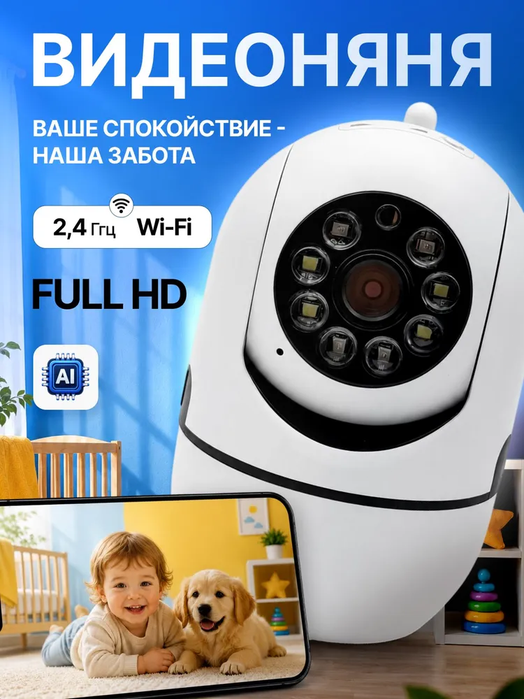 Камера видеонаблюдения wifi, Видеоняня, поворотная IP видеокамера для дома с датчиком движения и двухсторонней связью