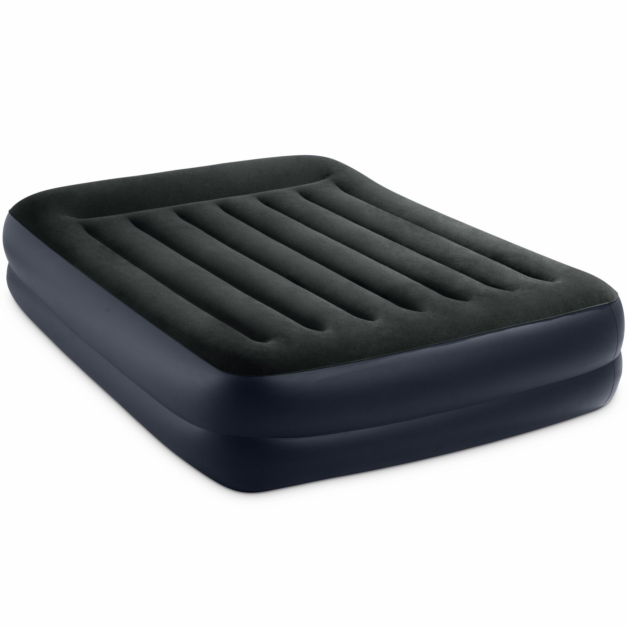 Надувная кровать с насосом INTEX 64124 Pillow Rest 152*203*42 см темно-синяя
