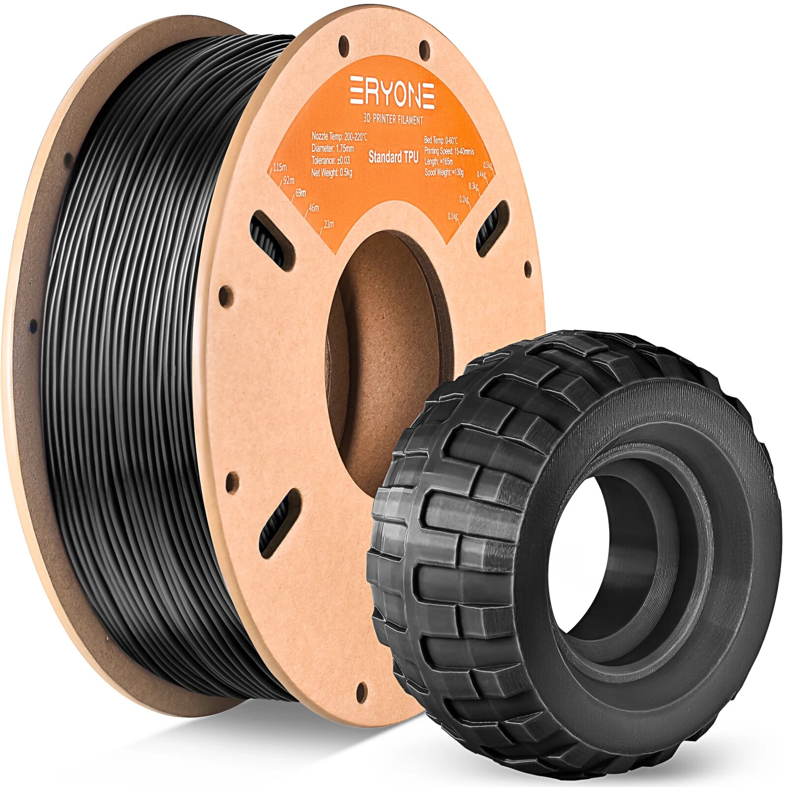 ERYONE TPU 95A filament 1.75mm Черный, black