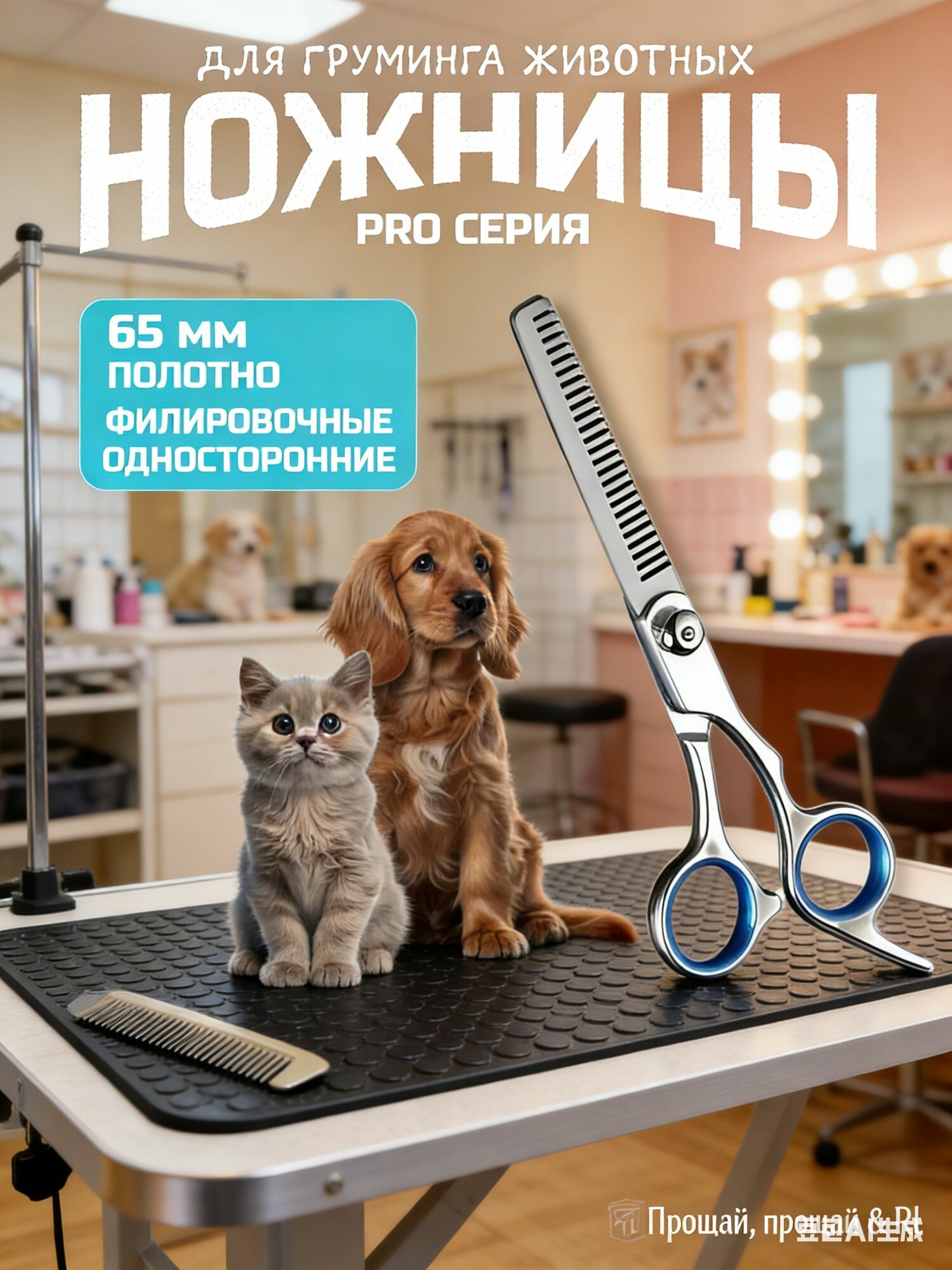 Профессиональные филировочные ножницы для груминга собак и кошек, ручная работа, Dimi Pacific Blue, 7 дюймов, 40 зубьев, высокоуглеродистая сталь 440С, стрижка собак, стрижка животных