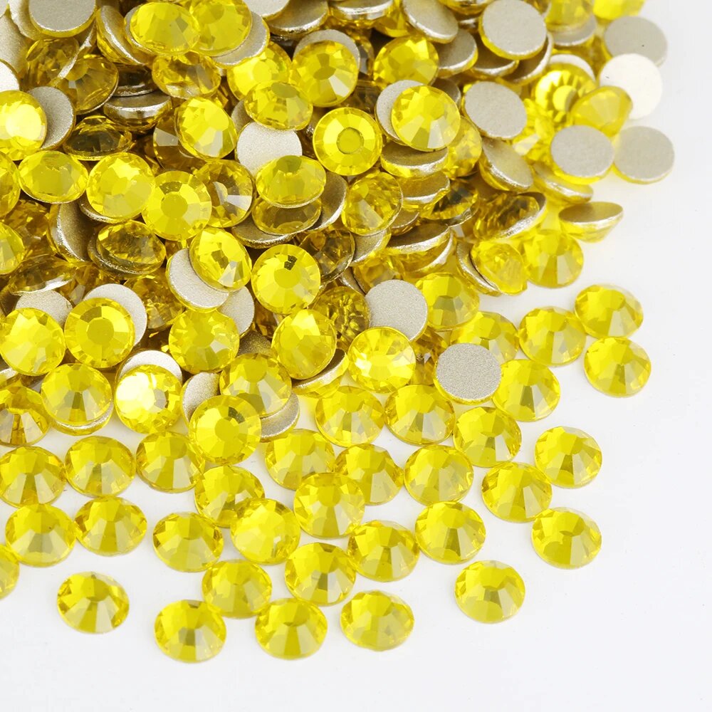 Золотые стеклянные стразы для декора Желтый, SS30-288pcs, Citrine