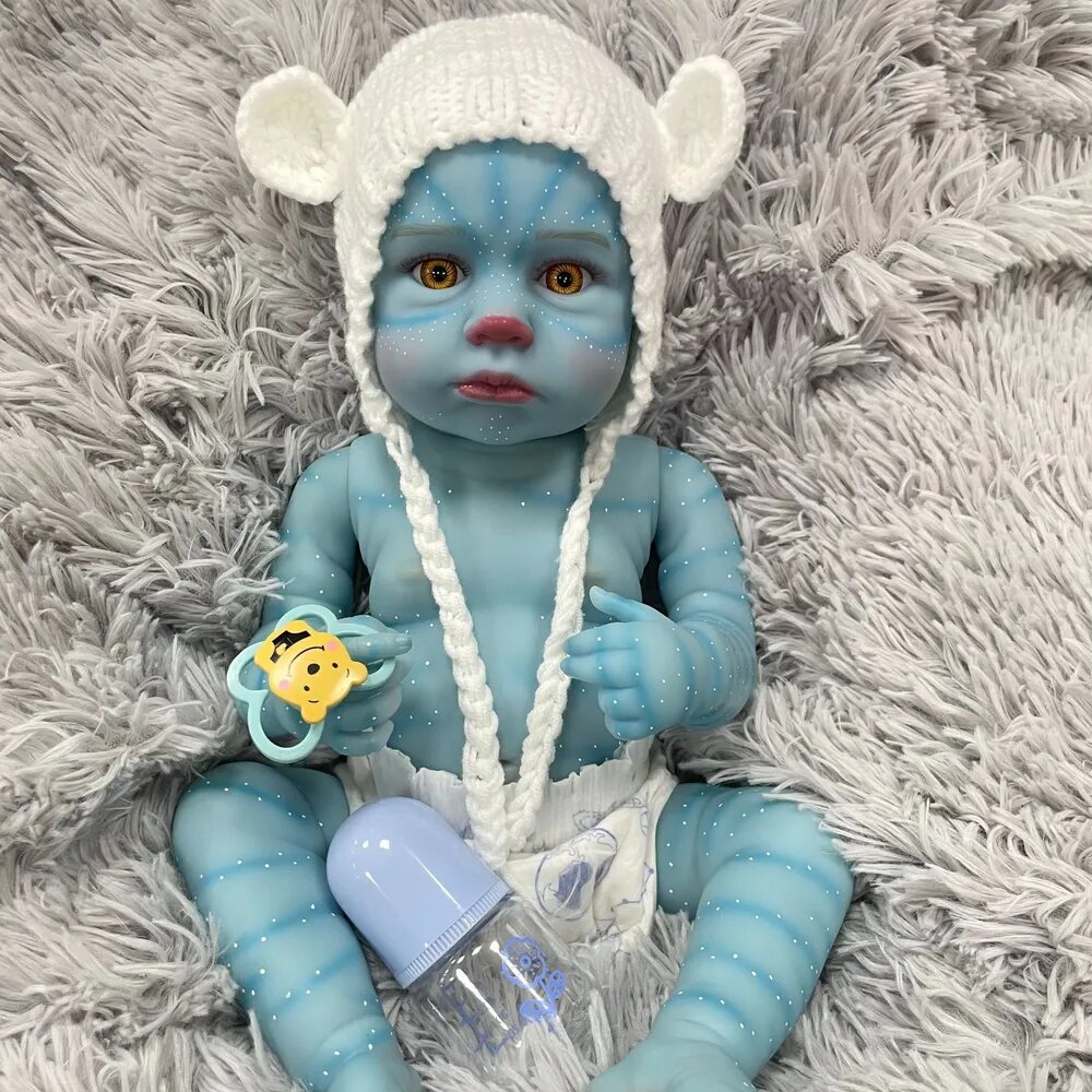 Реалистичная кукла реборн 50 см, цвет кожи Аватара Reborn Avatar, Мальчик, голубой