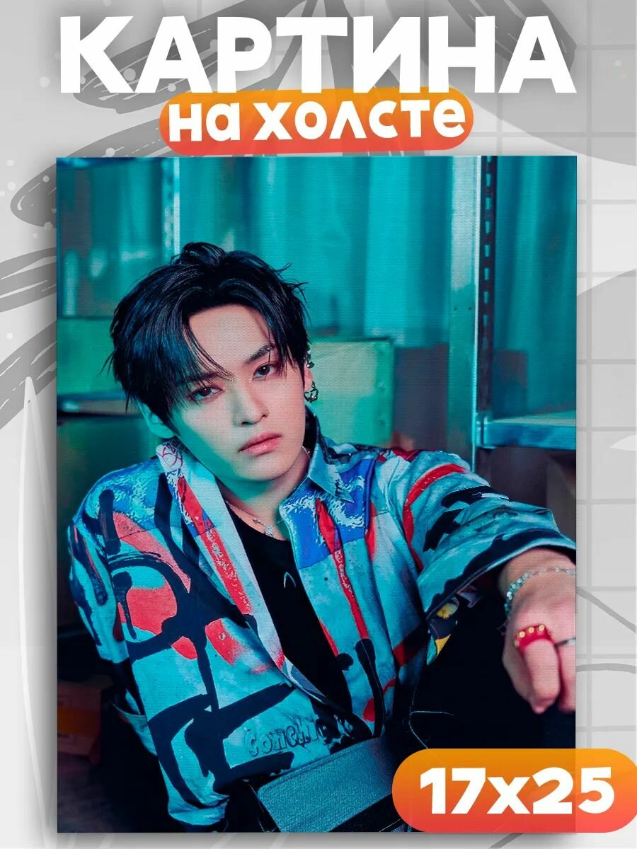 Картина на стену Ли Минхо Stray kids кпоп, на подрамнике, 1шт, 25х17 размер.