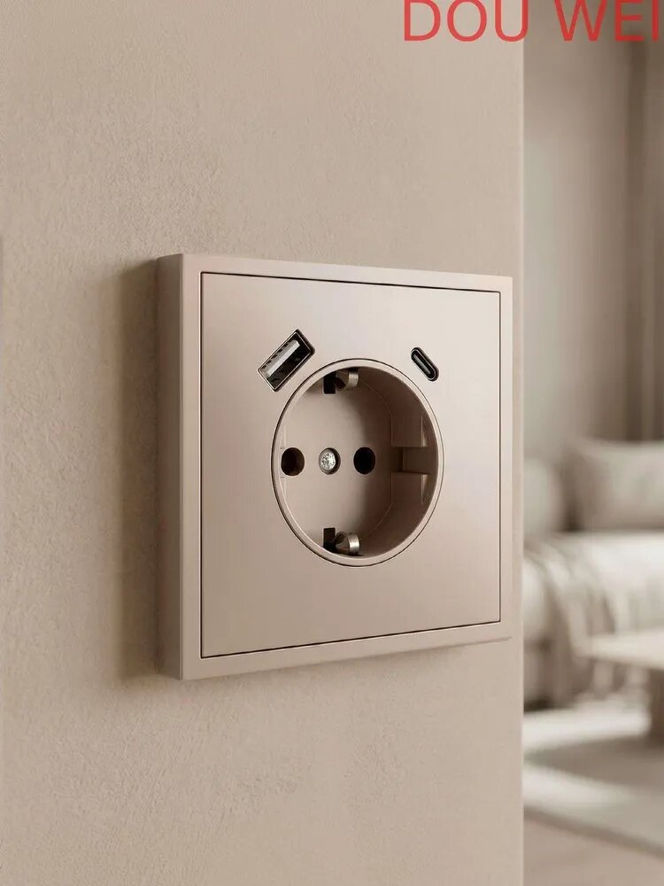 Розетка с USB шампань — фото 1