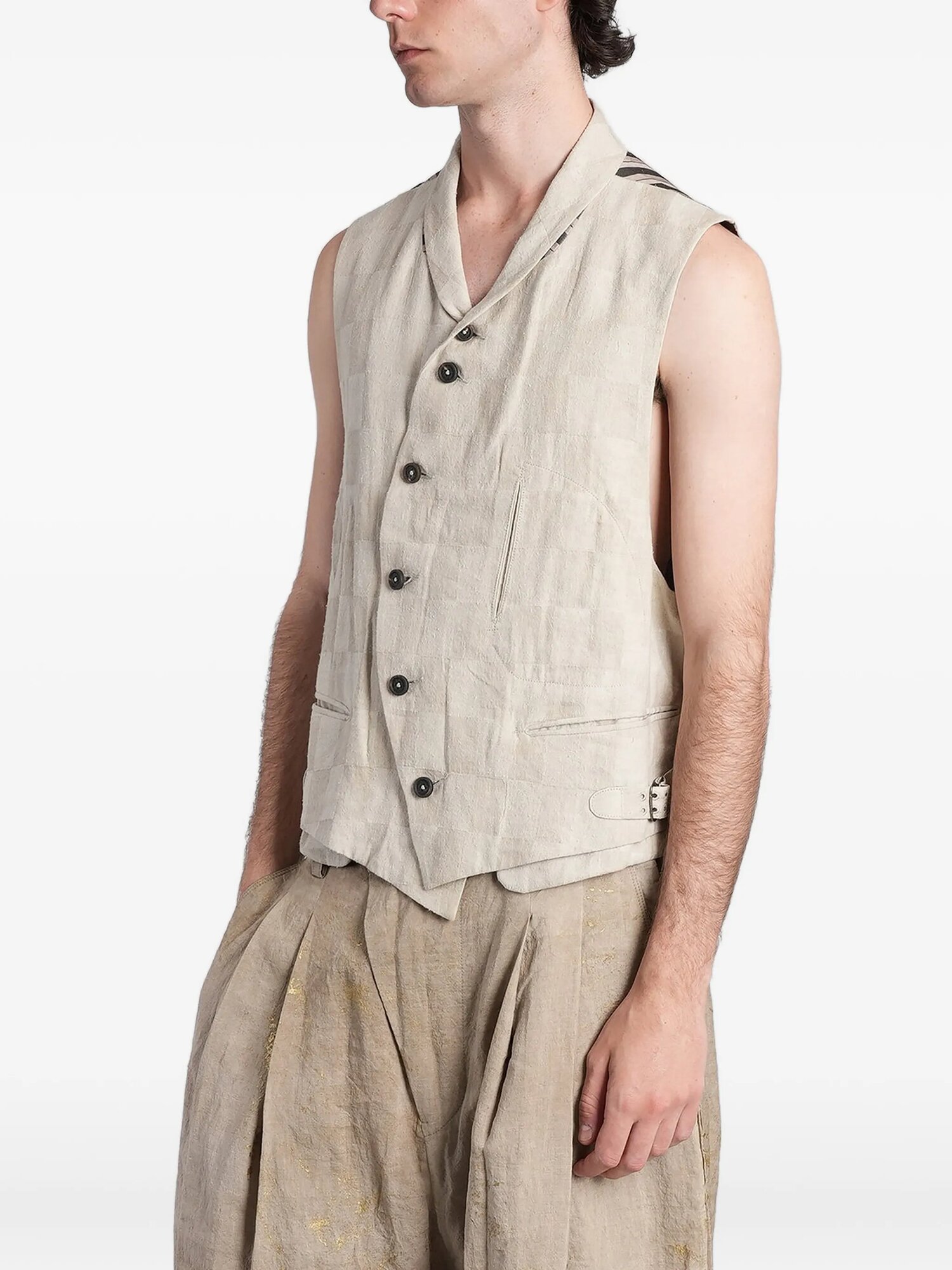 Пальто Ziggy Chen Check-pattern asymmetric waistcoat, размер 48, разноцветный — фото 1