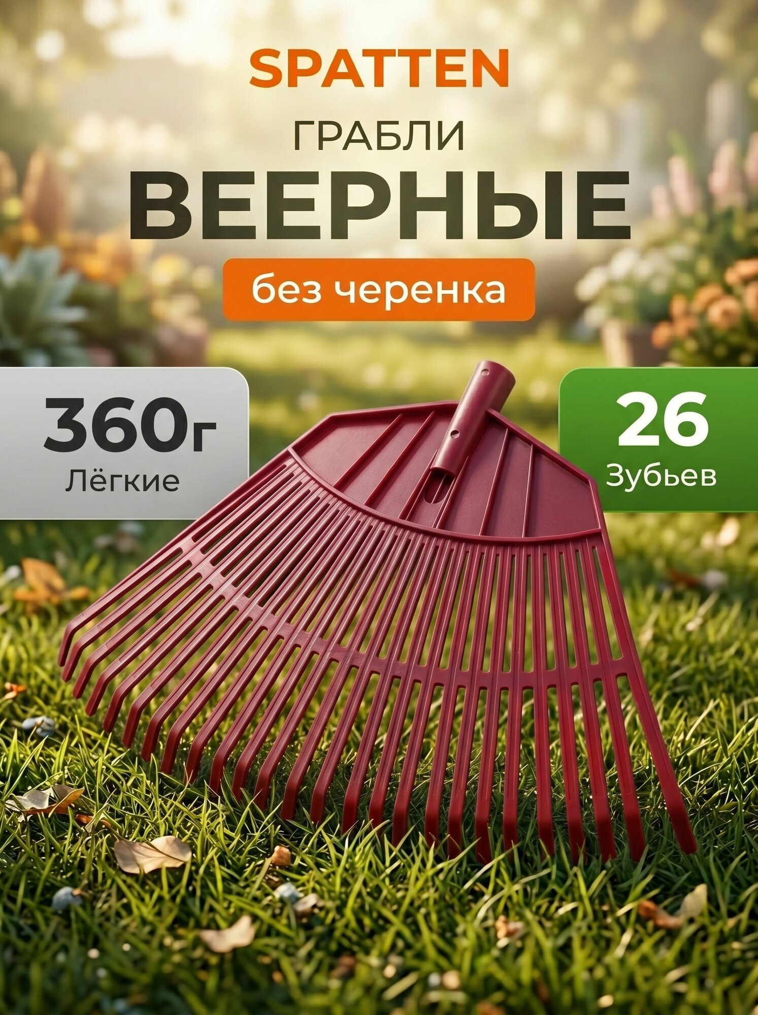 Грабли веерные 26 зубьев без черенка Mr.Red