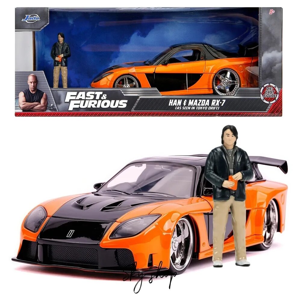 Машинка JADA 1:24 Форсаж HAN Mazda RX-7 AS SEEN TOKYO DRIFT, 20 см