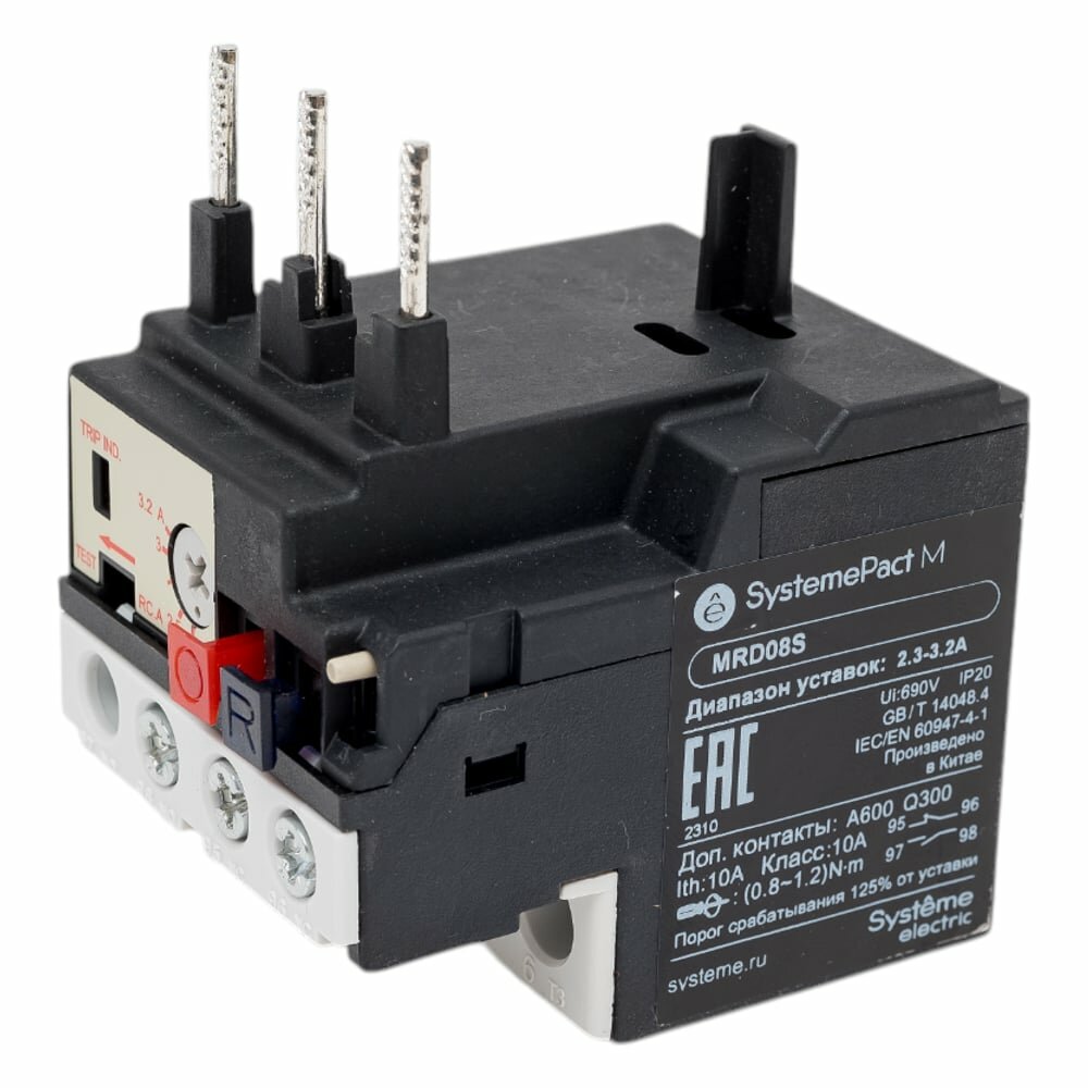 Реле перегрузки тепловое Systeme Electric F40 MRD 2.3-3.2А класс10 SE MRD08S — фото 1