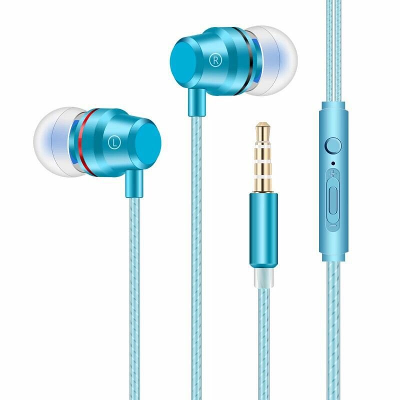 ACZ A2 наушники с басом и регулятором, 3.5 мм, совместимость с iPhone, Samsung, Xiaomi, OPPO - Синий