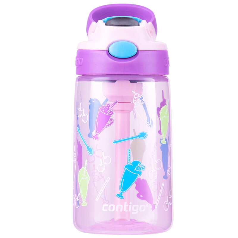 Детская бутылка для воды из соломы Contigo, спортивная пластиковая чашка, HBC-GIZ235, клубничный молочный коктейль,