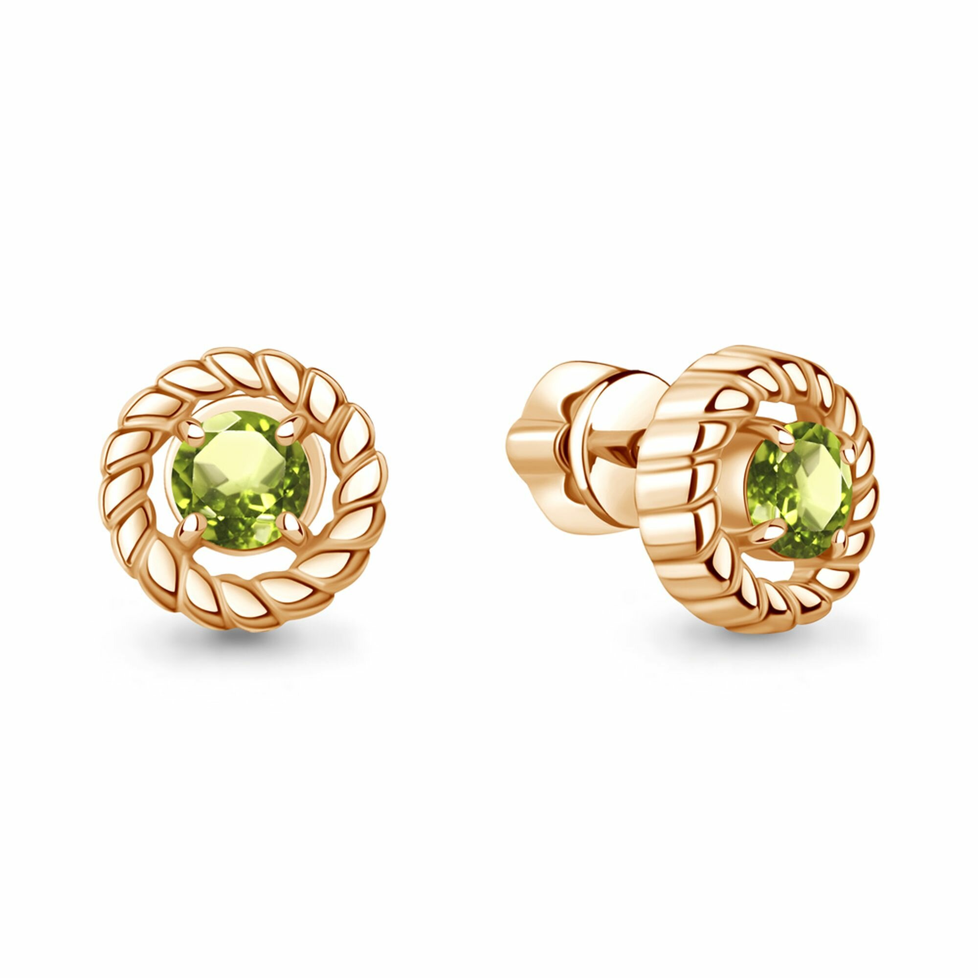 Серьги, серебро, 925 проба, золочение, хризолит