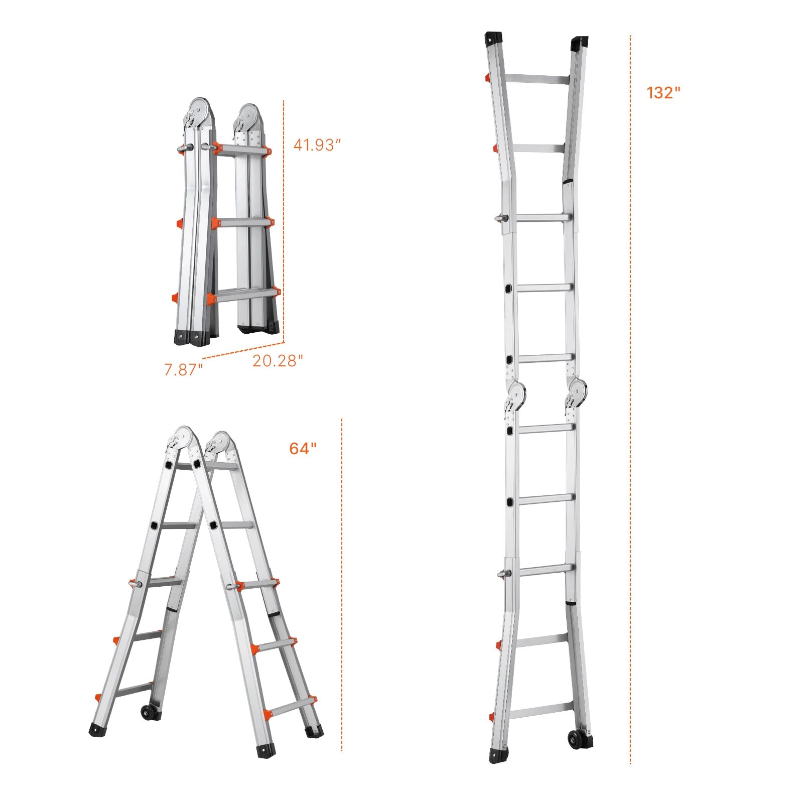 Лестница SucceBuyTelescoping A Frame компактная алюминиевая раздвижная лестница многофункциональная портативная сводная лестница для автоприцепа для домашних работ