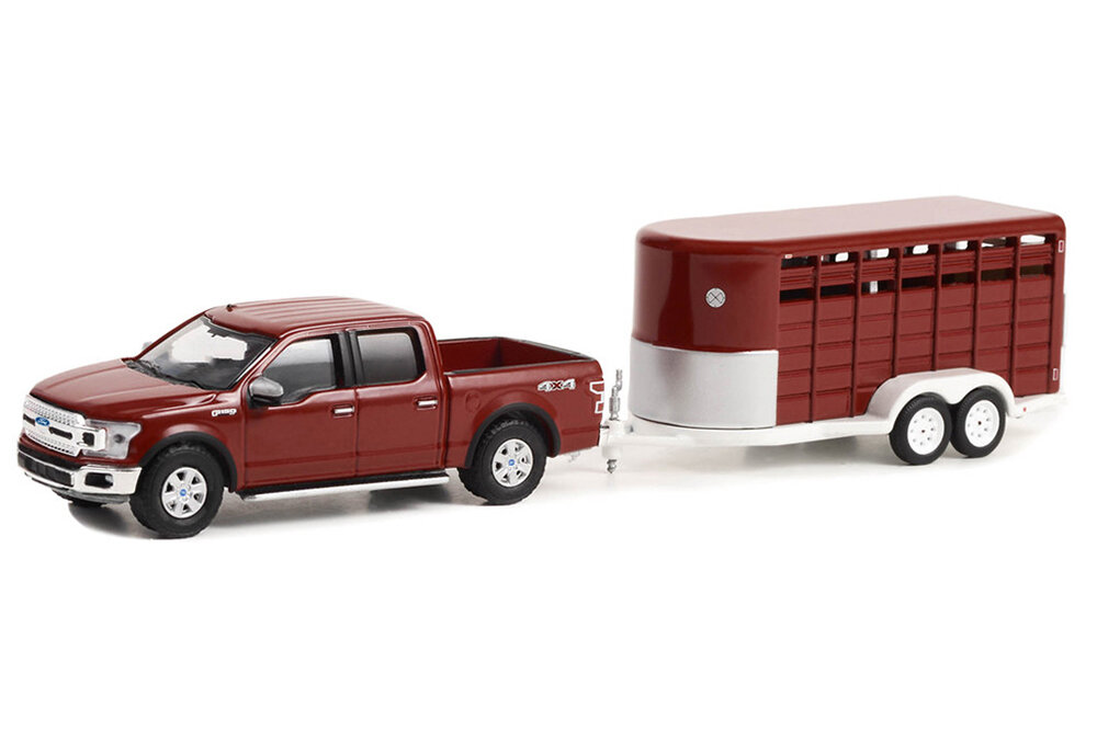 Модель коллекционная GREENLIGHT Ford F-150 xlt пикап с прицепом для лошадей 2019 набор (длина 15-20 см)