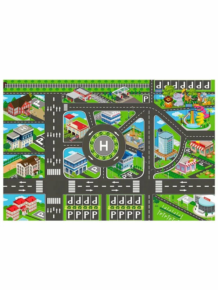 Игровой коврик для ползания по городу, 150*100 см, 1 шт