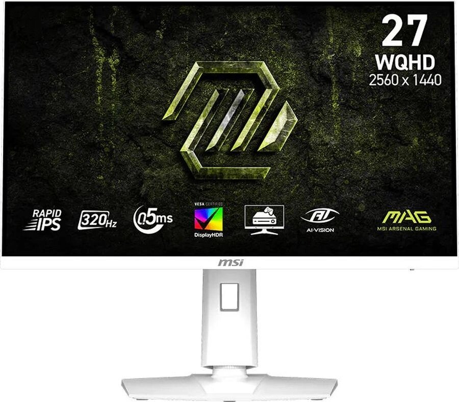 Монитор MSI 27" Mag 274QRFW X32 белый IPS LED 16:9 HDMI матовая HAS Piv 300cd 178гр/178гр 2560x1440 320Hz DP Quad 2K (1440p) 6.7кг