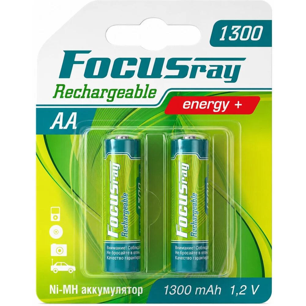 Аккумулятор Focusray 629035, Ni-MH, 1300mAh, AA, 2 шт, блистер