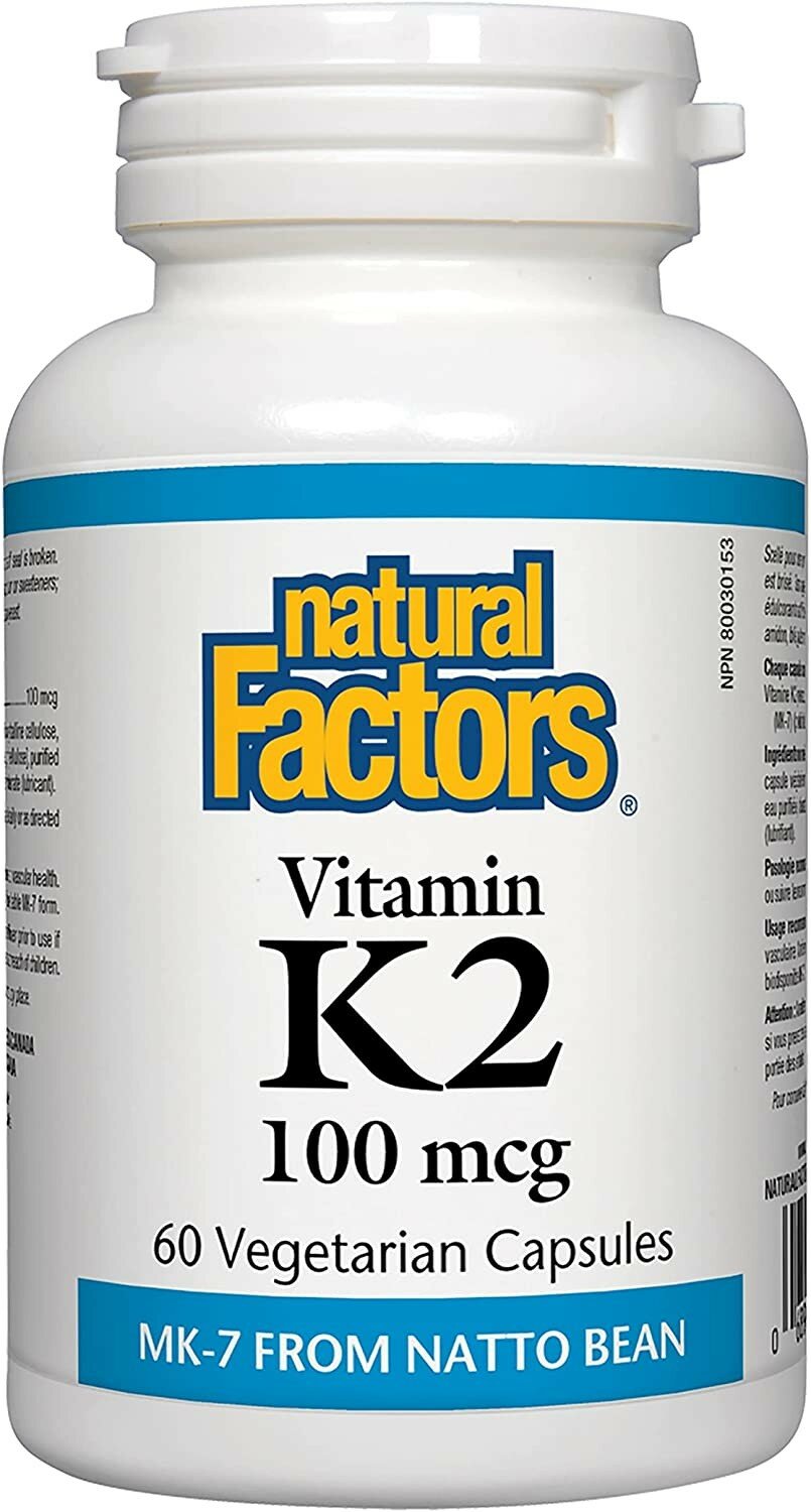Витамин K2, Natural Factors, 100 мкг, 60 вегетарианских капсул