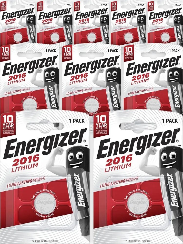 Батарейки литиевые CR2016 Energizer 3v 10 блистеров 10 шт