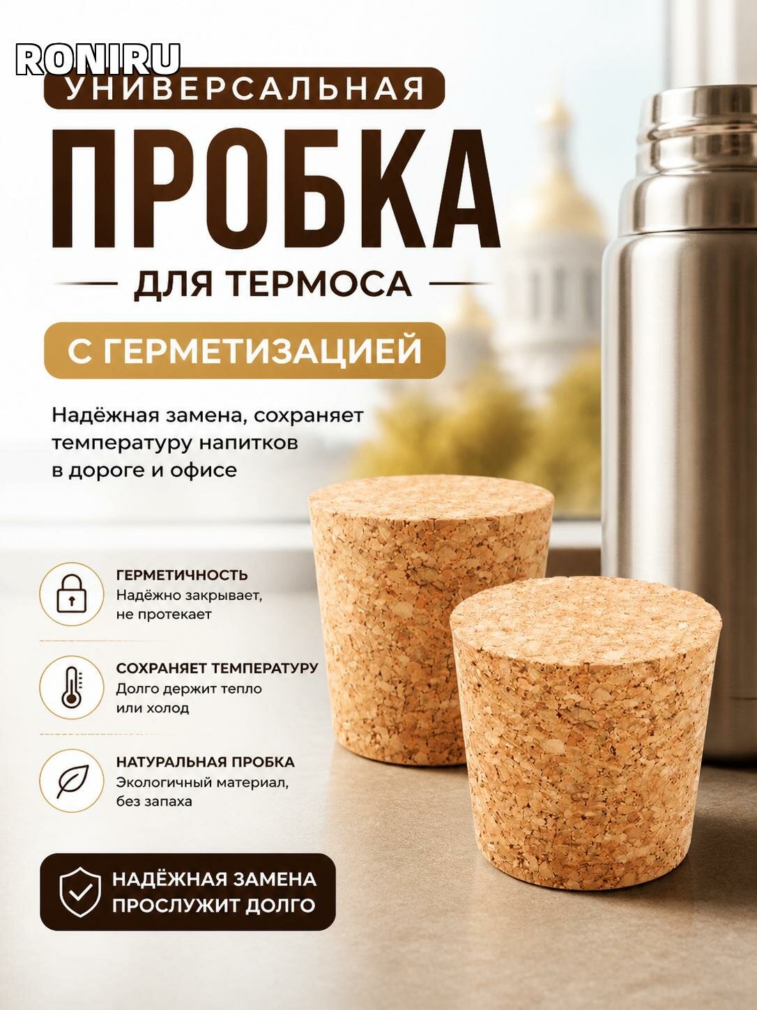 Универсальная пробка для термоса с герметизацией — надёжная замена, сохраняет температуру напитков в дороге и офисе
