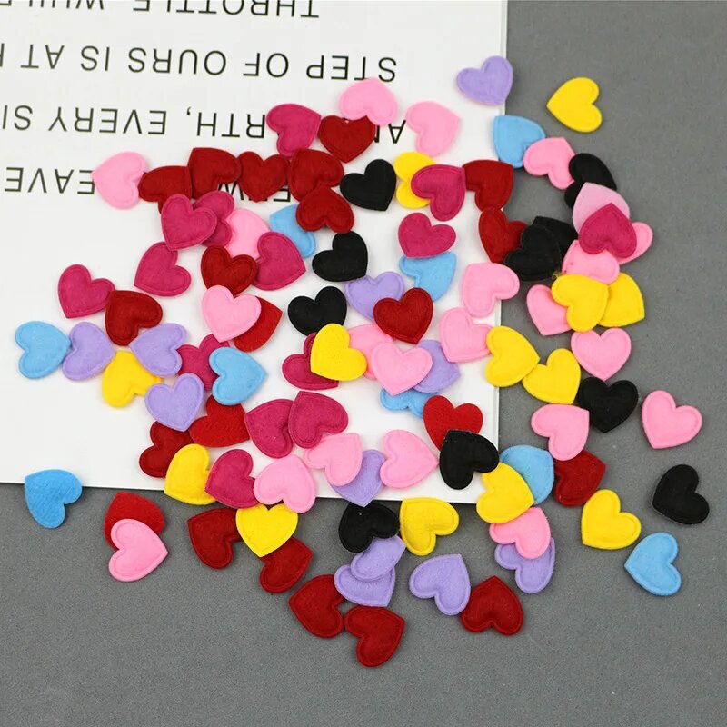 Фетровые заколки-сердца 200 шт. Mix-color Hearts