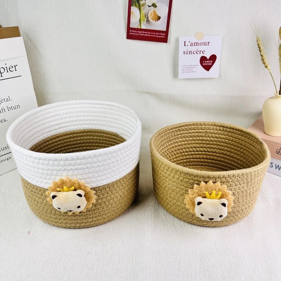 Корзина для хранения из хлопчатобумажной пряжи Бежевый, 1pcs S 21.5x11cm, Khaki