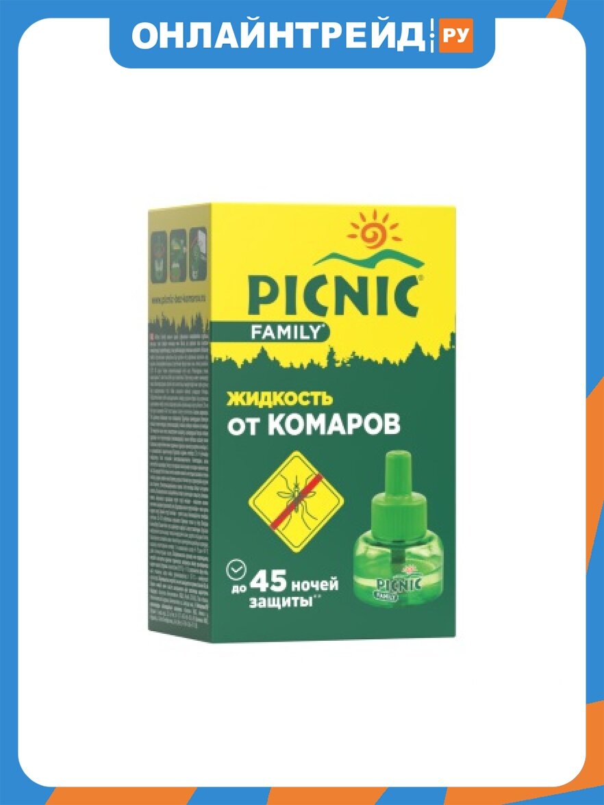 Жидкость Picnic Family от комаров, 45 ночей, для фумигатора