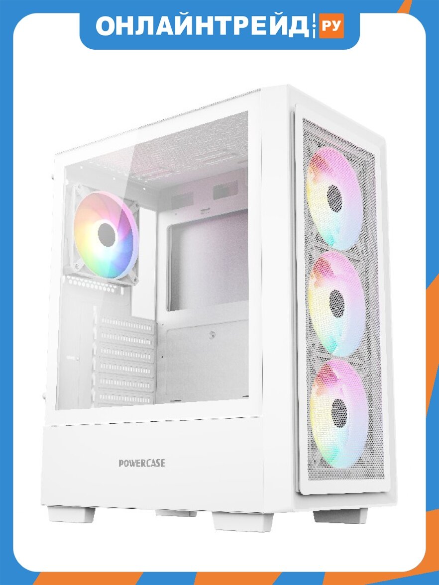 Корпус Powercase Mistral AY4W ARGB, белый (CMAYW-A4)