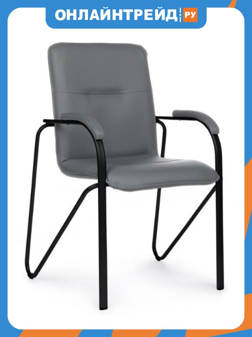 Стул Riva Chair Самба с мягкими подлокотниками SMB-01 Серый/Металл Черный