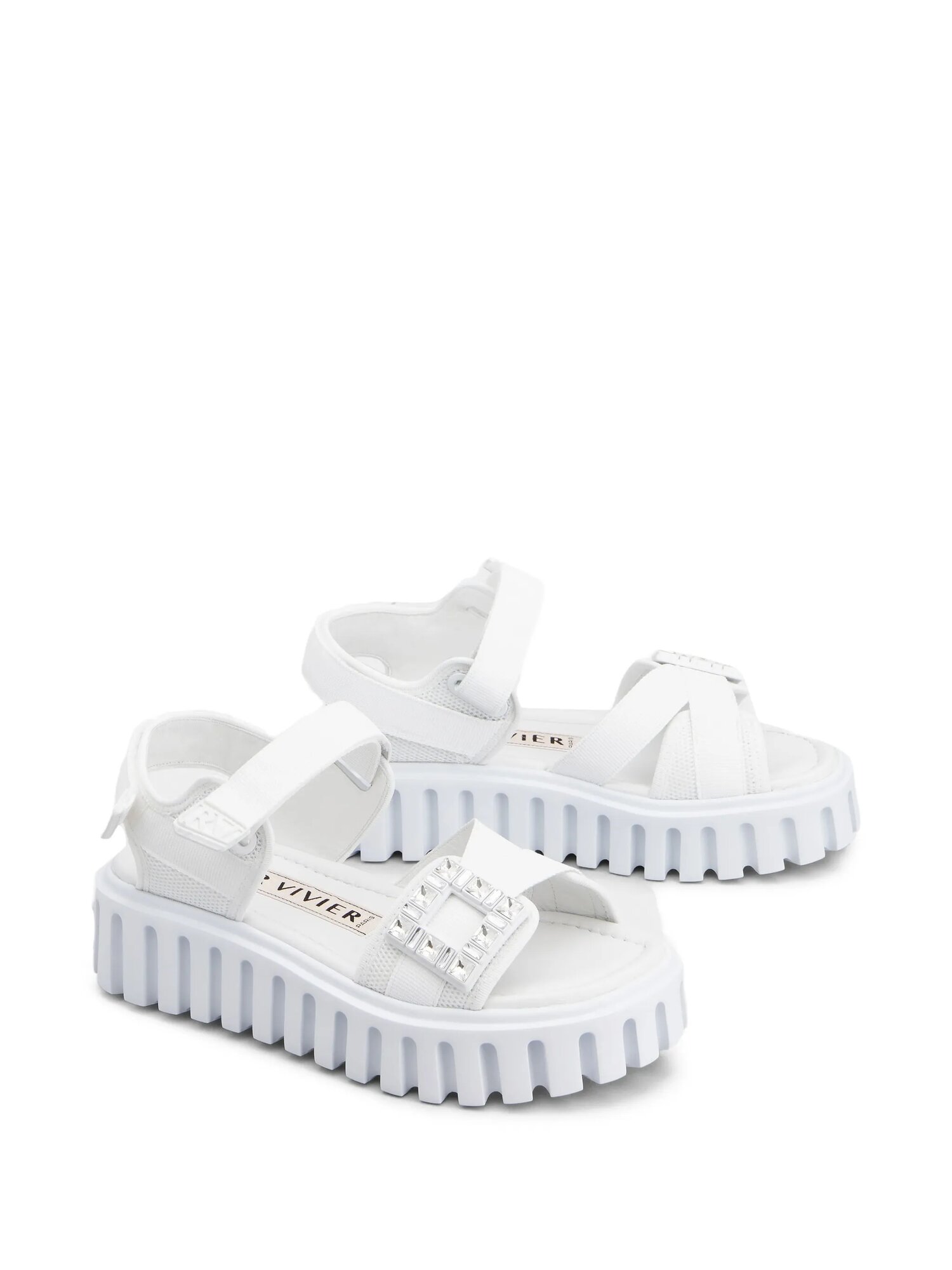 Босоножки Roger Vivier Embellishment platform sandals, размер 40, бежевый/белый — фото 1