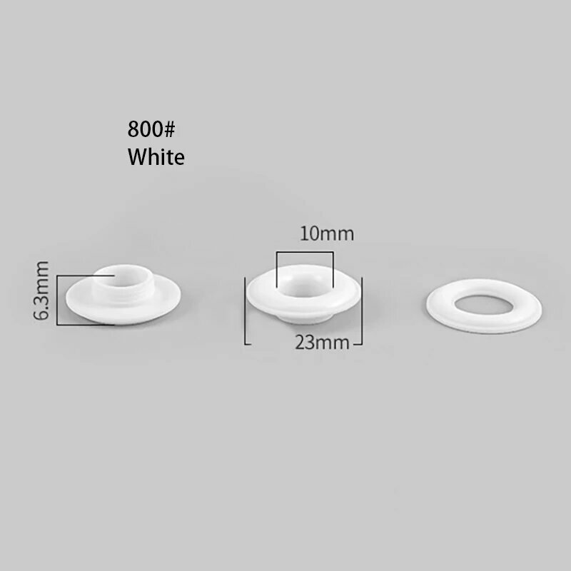 Пластиковые матовые пресс-люверсы 100 шт. Белый, White 10mm