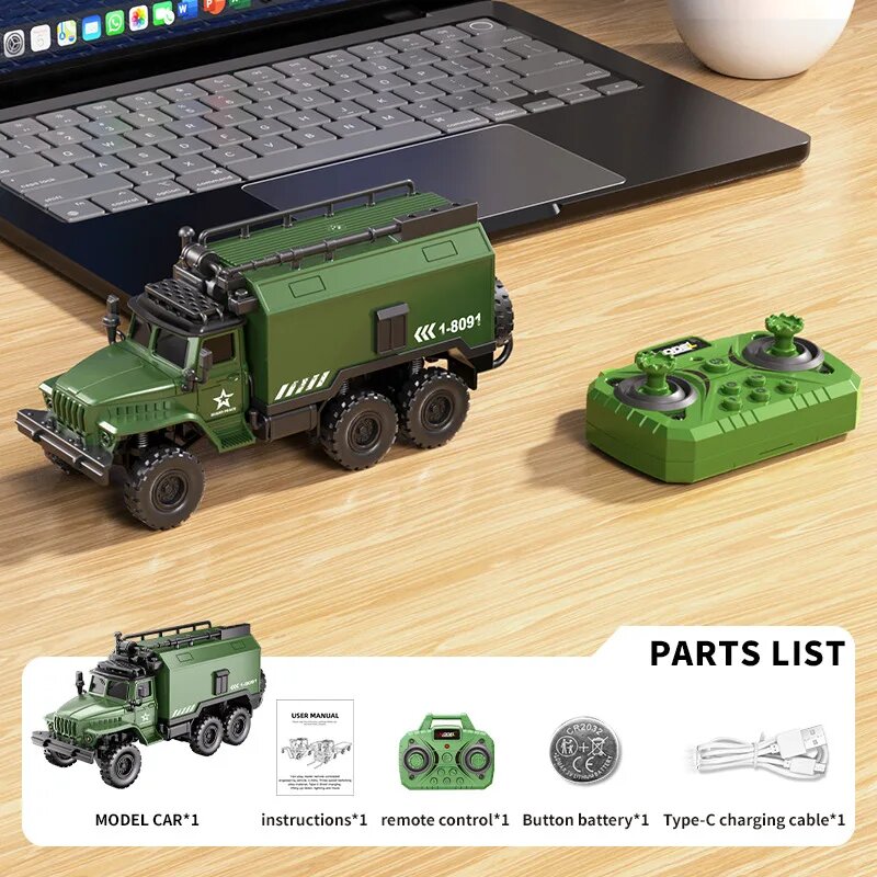 Радиоуправляемая военная машина LKCOMO 1:64 HJ2025-7D green