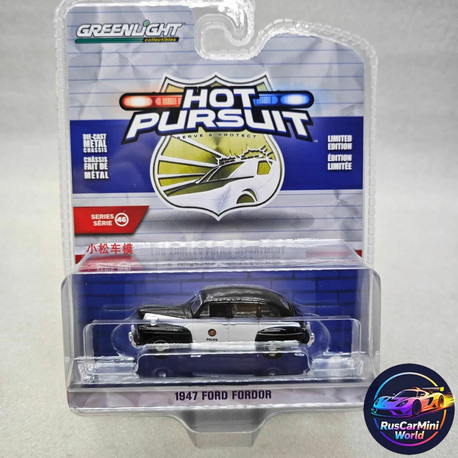 Green Light 1:64 Hot Pursuit 1947 Ford Fordor Los Angeles Police Department Model Car Полицейская машина Лос - Анджелеса собирает игрушки