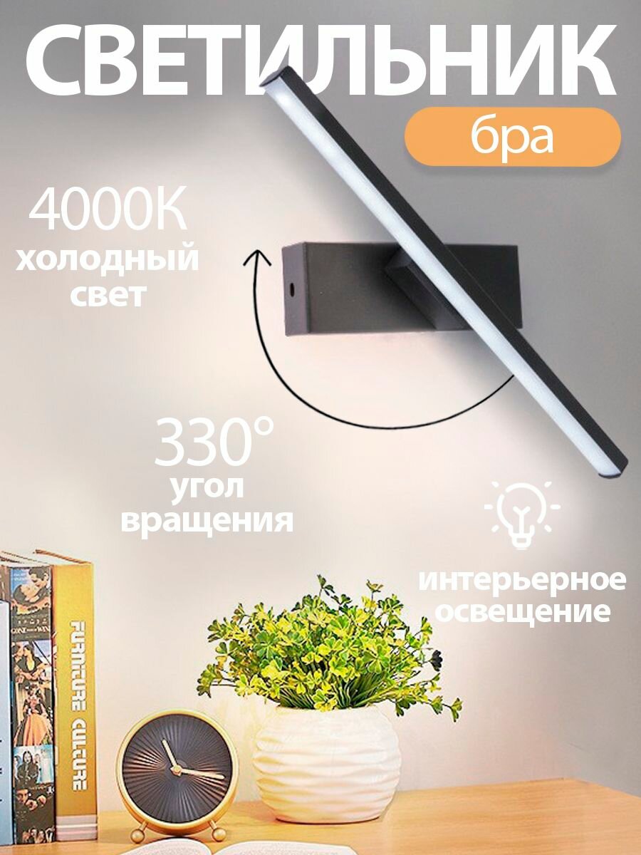 Светильник настенный светодиодный бра поворотный Modern Black черный матовый, 7W, нейтральный дневной 4000K