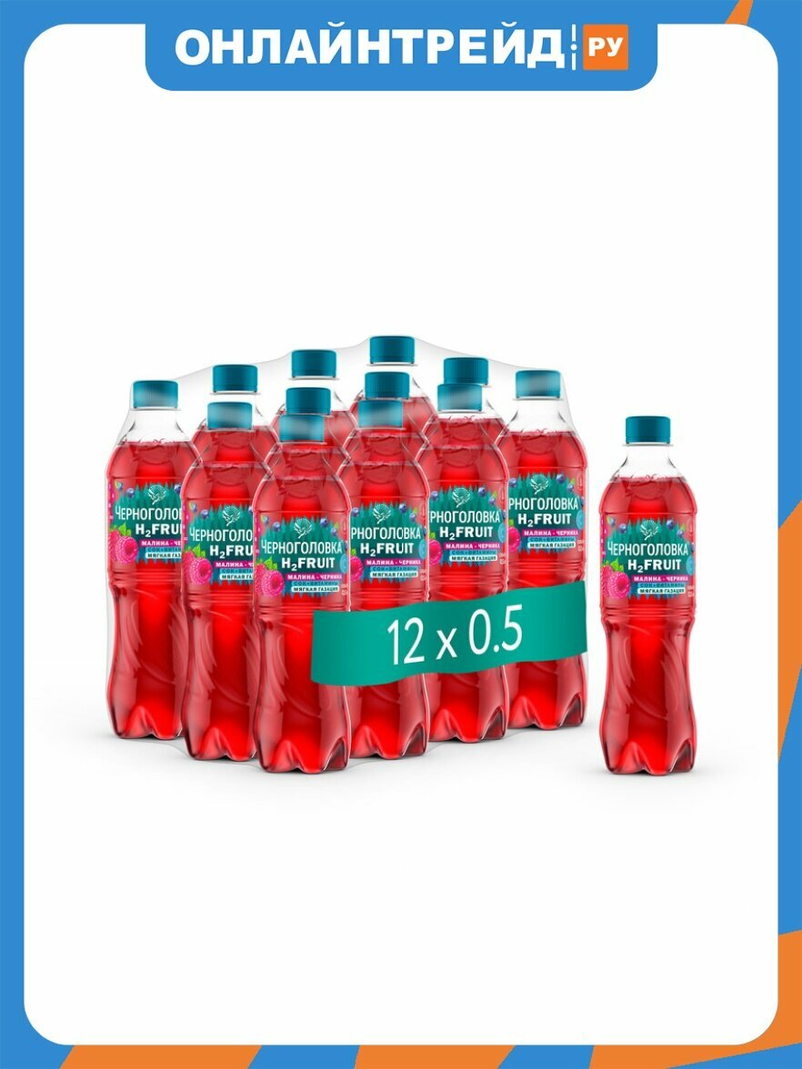Вода газированная Черноголовка H2 FRUIT Малина-Черника 0,5 л ПЭТ (12 штук в упаковке)